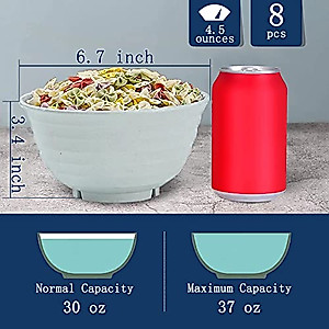 Homestockplus Unbreakable Cereal Bowls 30 OZ Ramen Bowl Microwave and Dishwasher Safe BPA-Free Eco-Friendly Deep Soup Bowl for Cereal, Salad, Soup, Rice（NOT CERAMIC） [Set of 8]