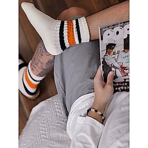Fszsaa Novelty Socks For Women Striped Retro Mini Crew Socks Sporty Calf Socks Casual Cotton Ankle Socks Women