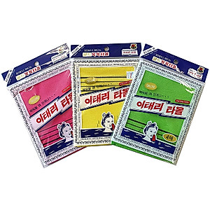 GOLDSANGSA-Korean Exfoliating Towel Washcloth Mitts 12pcs(Green4,Red4,Yellow4)/Korean Italy Towel Skincare Exfoliating Scrub Bath Cloth Remove Dead Skin