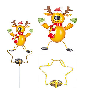 tioili Metal Reindeers Christmas Outdoor Solar Light, Christmas Outdoor Decorations Solar, Waterproof Christmas Stakes Lights for Home Outdoor Courtyard Lawn Walkway Driveway