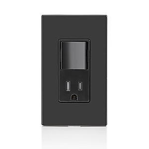 Leviton T5625-E Decora Combination Switch and Tamper-Resistant Receptacle, Black