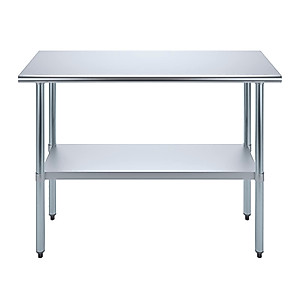 18" X 48" Stainless Steel Work Table with Under-Shelf | NSF Kitchen Island Food Prep | Laundry Garage Utility Bench