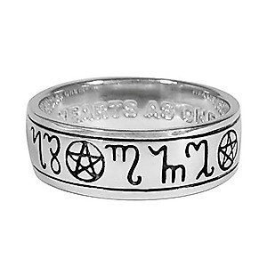 Moonlight Mysteries Sterling Silver Handfasting Theban Pentacle Wedding Ring (sz 4-15) sz 10.5