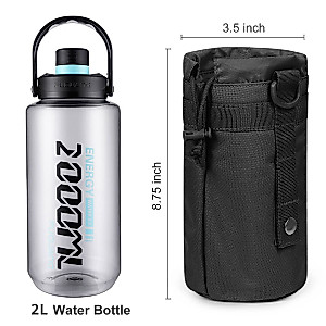 Gogoku 3-Pack Combo Molle Pouch Water Bottle Pouch Holder with Detachable Flag Patch & 5 D-Ring Clip Tactical Molle Pouches Compact Utility EDC Waist Bag Pack Black