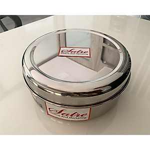 Satre Online and Marketing Stainless Steel Spice Box Without Lid,Stainless Steel Masala Box,Indian Spice Box with 7 Spice Containers and Spoons