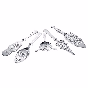 Absinthe Spoon, Stainless Steel Wormwood Spoon, 4 Optional Types, Bitter Scoop Glass Cup Drinking Filter, Bar Cocktail Tea Coffee Stirring Slotted Spoon(#1)