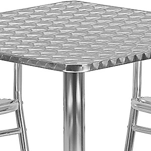 Flash Furniture 27.5'' Square Aluminum Indoor-Outdoor Table Set with 4 Slat Back Chairs