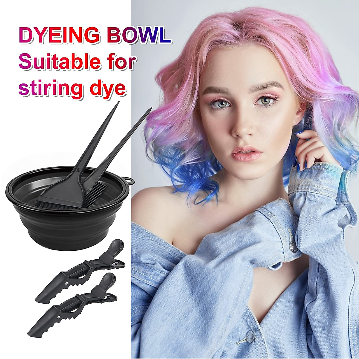 Yexixsr 5Pcs Professional Salon Hair Coloring Dyeing Kit, Hair Bleach Dit Hair Coloring Products with Hair Dye Brush, Hair Color Bowl, Hair Clips