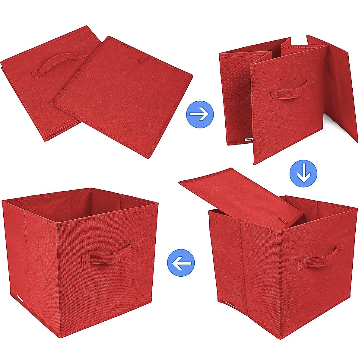 Greenco Foldable Storage Cubes Non-woven Fabric -6 Pack-(Red)
