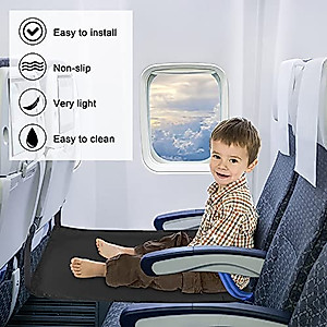 Blziqmsc Toddler Airplane Bed, Kids Airplane Bed, Airplane Footrest, Toddler Travel Bed, Kids Airplane Travel Essentials, Lightweight & Foldable - Airplane Seat Extender for Kids(Black)