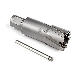 Annular Cutter Carbide JESTUOUS 3/4 Inch Weldon Shank 2 Cutting Depth 1-1/4 Cutting Diameter TCT Two Flat Bit for Drill Press with Pilot Pin