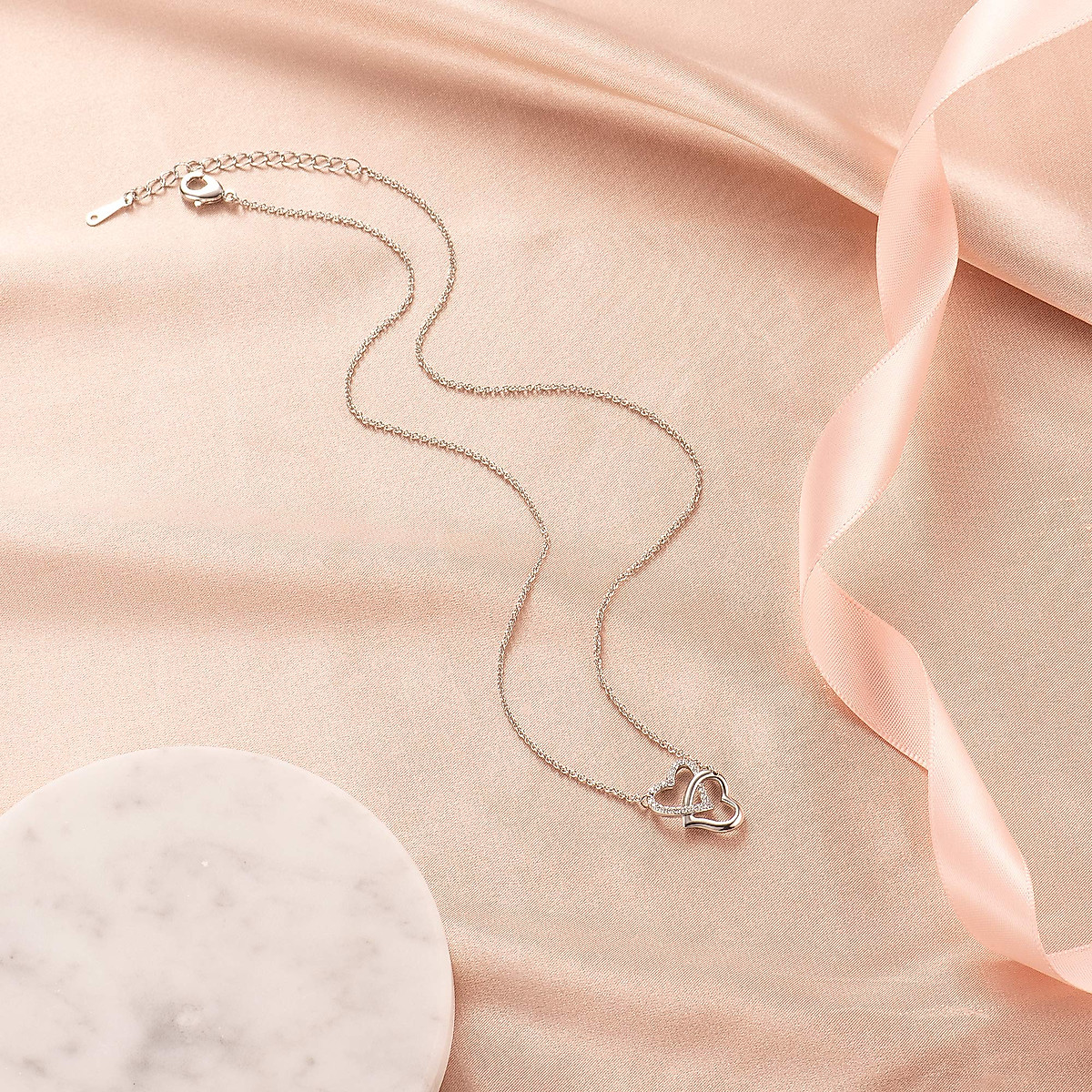 MANVEN Christmas Gifts for Grandma Birthday Necklace Nana Gigi Grandmother from Granddaughter Interlocking Heart Necklace