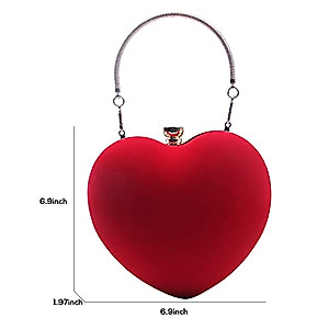 SUKUTU Womens Heart Shape Evening Bag Purse Velvet Party Tote Mini Handbag Clutch Chain Clear Shoulder Bag