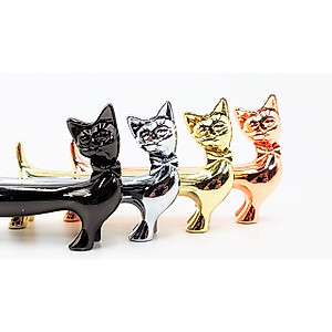 Cat Chopstick Rest Stainless Steel Spoon Fork and Knife Rests (Black)