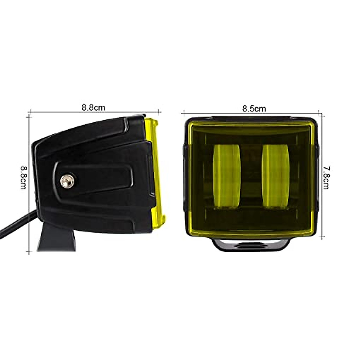 SufeMotec 6D 3 Inch Yellow Led Fog Light, 12V 24V Flood Beam 4x4 Offroad Driving Lights, Led Work Pods Light for Motorcycle ATV UTV SUV Car Truck Pickup (Pack of 2)