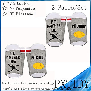 PXTIDY 2 Pairs Softball Socks Softball Gifts For Pitcher I'd Rather Be Pitching Socks Gift for Softball Players Softball Lover Gift(PITCHING)