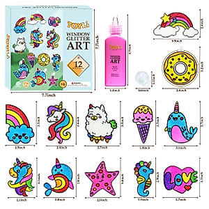 TOYLI Window Glitter Painting Kids Arts and Crafts Creative Set, 26 Suncatchers Kit,Gifts for Boys,Girls Ages 5,6,7,8,9,10 DIY, Great Home Birthday Party Idea, Your Own Fun Painting Activity NON Toxic