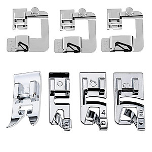 7PCS Sewing Presser Foot Kit Includes 6PCS Rolled Hem Presser Foot and 1PCS Universal General Purpose Zig Zag Foot for Most Low Shank Snap-On Singer, Brother, Babylock, Janome Sewing Machines