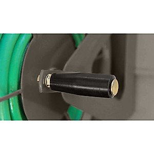 Liberty Garden Multi Purpose Steel Garden Hose Storage Reel for Backyard, Garden, or Home, with 5 Foot Leader Hose and Hose Connections, Bronze