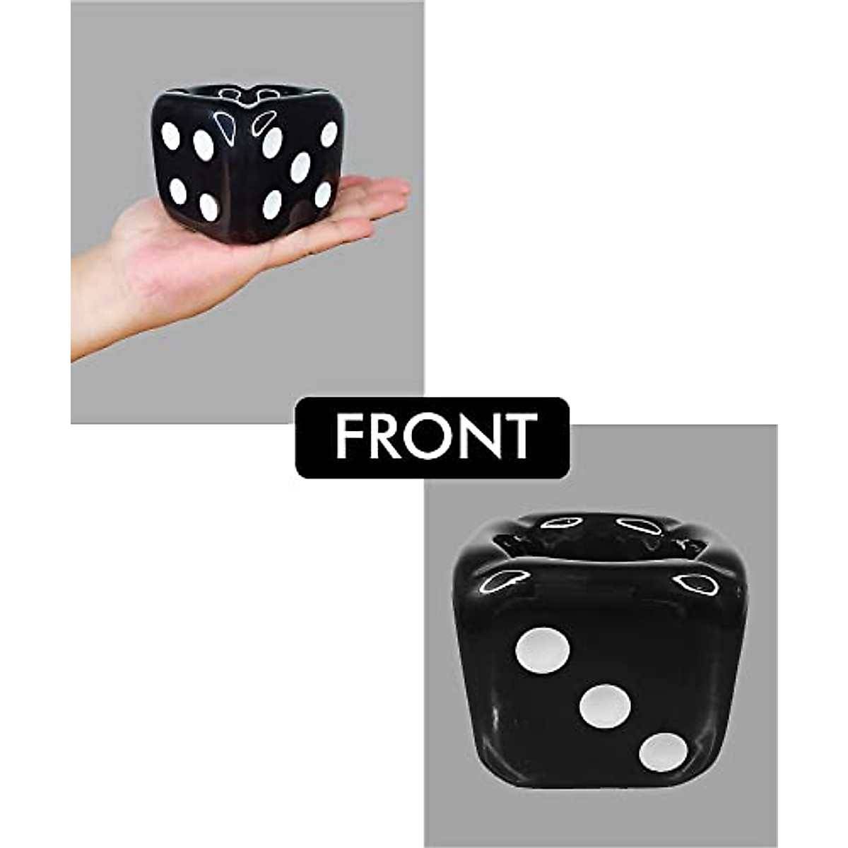 Jeuristic Ashtrays for Cigarettes Dice Ash Tray - Premium Ceramic Retro Cool Ashtrays Gifts for Smokers Home Ashtrays for Indoor Outdoor Patio Desktop Decor Unique Fancy Ashtray Cute Ashtray Black