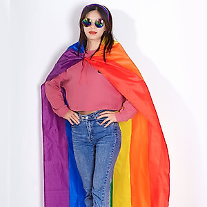 2 Pack LGBTQ Gay Pride Rainbow Set, Lesbian Gay Pride Stuff Rainbow Pride Cape Sunglasses Headband Rainbow Costume for Men Women