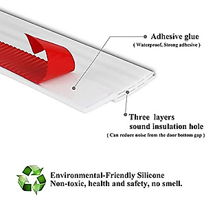MsKitchen 2 Pack Door Draft Guard Under Door Stopper Door Sweep Insulator Door Blocker Door Soundproofing, Wind Proof, and Dust Proof Strong Adhesive Door Bottom Seal 2”W x 39”L White