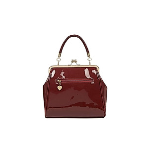 Dancing Days American Vintage Rockabilly Retro 50s Top Handle Bag Handbag (Burgundy)