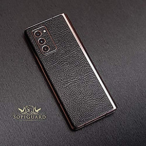 SopiGuard Sticker Skin for 2021 Microsoft Surface Duo 2 2nd Gen Edge-to-Edge Front and Rear Panels Vinyl Decal (Leather Black)