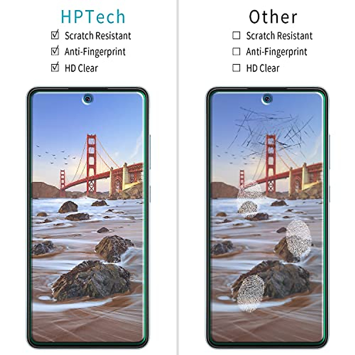 HPTech [2-Pack] Tempered Glass for Samsung Galaxy A52/ A52 5G Screen Protector, Support Fingerprint Reader, Easy to Install, Bubble Free, Case Friendly