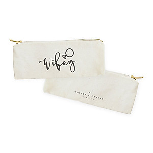 The Cotton & Canvas Co. Wifey Wedding Cosmetic Pouch, Pencil Case, Bridal Party Gift and Travel Make Up Pouch