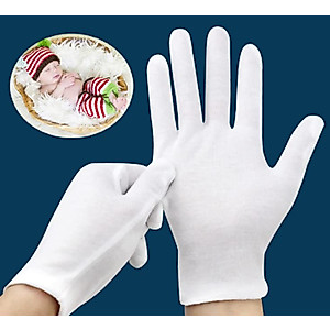 ANDSTON 24Pcs White Gloves, 12 Pairs Soft Cotton Gloves, Coin Jewelry Silver Inspection Gloves, Stretchable Lining Glove, Medium Size