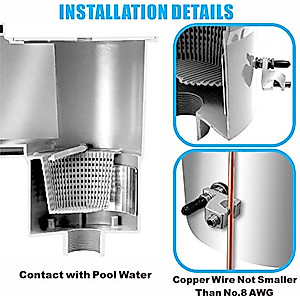 Pool Bonding Kits, BWB680AG Above Ground Pool Skimmer, Compatible with Most Skimmers, in Direct Contact with Pool Water at All Times