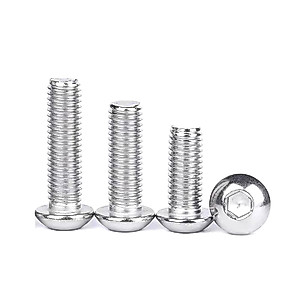 M2.5-0.45 x 25mm Button Head Socket Cap Screws, Stainless Steel 304, Full Thread, Allen Socket Drive, Heavy Duty Machine Hexagon Screw Drive 100 PCS