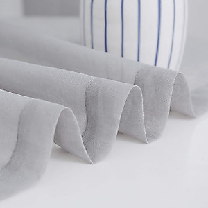 Anjee Grey Sheer Curtains 45 Inches Length Rod Pocket Window Treatment Linen Gauze Voile Drapes for Bedroom Living Room Kitchen, 52 x 45 Inch