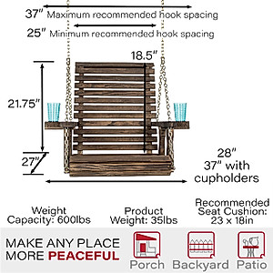 Amish Casual Heavy Duty Roll Back Pressure Treated Swing Chair with Cupholders (Dark Walnut Stain)
