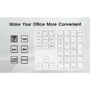 Levieny Wired Number Keypad - 34 Key USB Numeric Keypad, Magicforce Accounting 10 Key for Laptop, Surface Pro, Notebook (White)