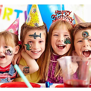 CHARLENT Summer Shark Tattoos for Kids - 14 Sheets Shark Pool Party Temporary Tattoos for Boys Birthday Party Favors Goodie Bag Fillers