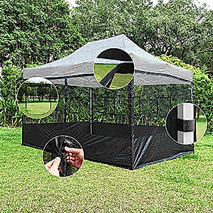 Instahibit Pop Up Canopy Half Mesh Sidewall with Window for 15x10' Outdoor Camping Fishing Party Tent,4pcs Sidewall Only