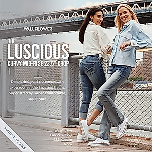 WallFlower Women's Luscious Curvy 23.5'' Crop Mid-Rise Insta Stretch Juniors (Standard and Plus), Jenna, 9