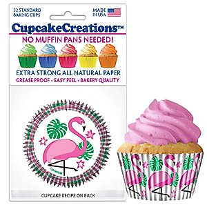 Cupcake Creations 32 Count Cupcake Baking Papers, Pink Flamingo