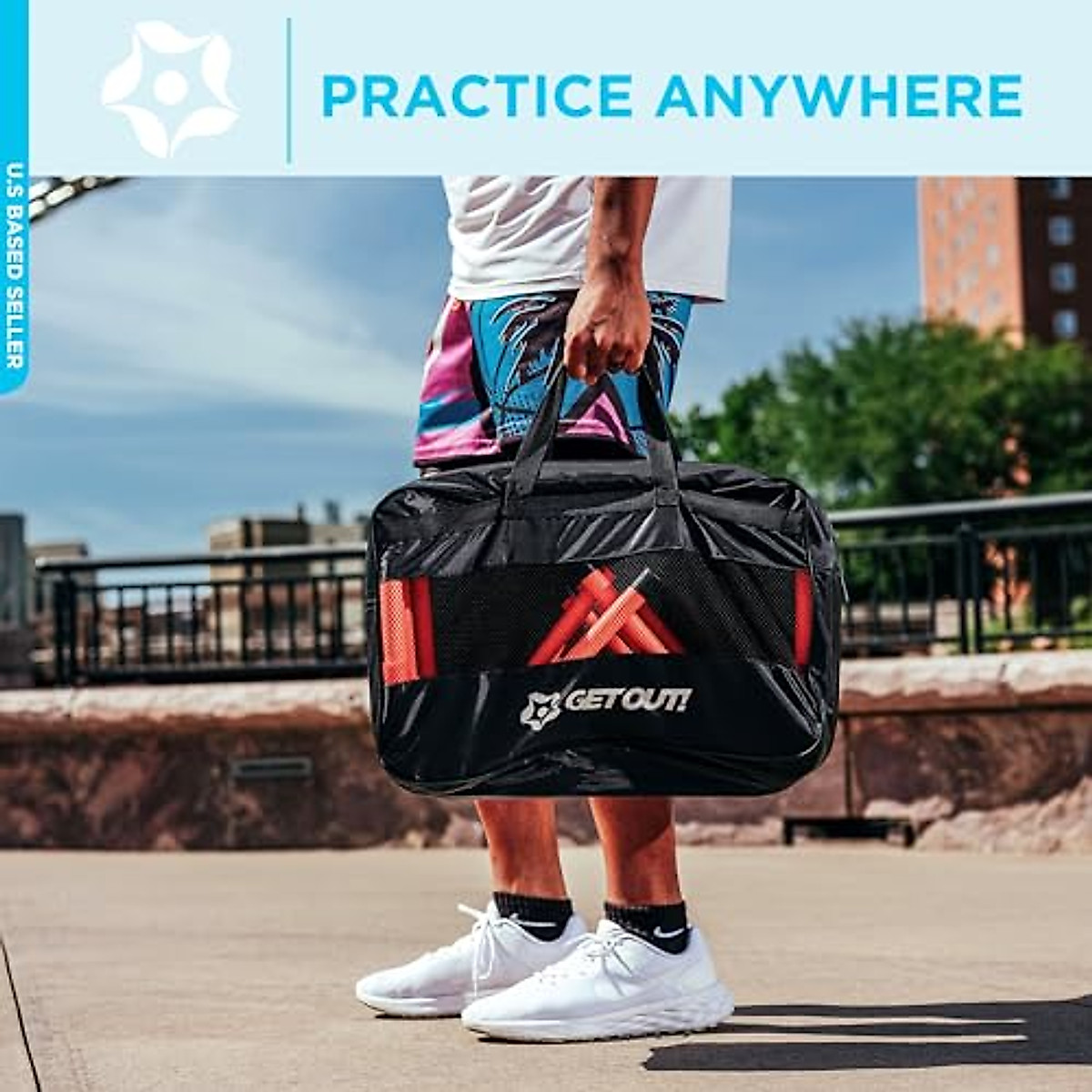 Get Out! Agility Hurdles Training Equipment - 6pk 2 Way Plyometric and Speed Hurdle Set for Soccer and Football