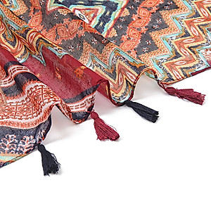 Yeieeo Boho Scarf for Women Lightweight Floral Printed Scarf Fall Winter Fashion Fringed Scarves Wraps Shawl (Floral 12)