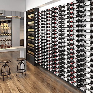 CharaVector Stainless Steel Wine Rack Wall Mounted 36 Bottles 2PCS, DIY 1/2/3 Wall Wine Rack, Matte Black Hanging Wine Rack, Double Sturdy Wall-Mounted Wine Racks, Home and Kitchen Decor