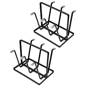 QWORK Cup Drying Rack, 2 Pack 6-Hook Bottle Drying Drainer Stand, Coffee Mugs Wine Glass Drying Rack with Non-Slip Silicone Hooks, Space Saving Countertop Cup Holder, for Home, Office, Cafe - Black
