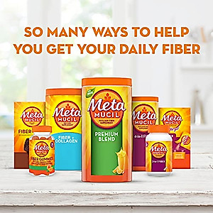 Metamucil Premium Blend, 4-in-1 Fiber Supplement for Digestive Health, Psyllium Husk Fiber Powder, Sugar-Free with Stevia, Plant-Based Fiber Supplement, Orange Flavored, 180 teaspoons