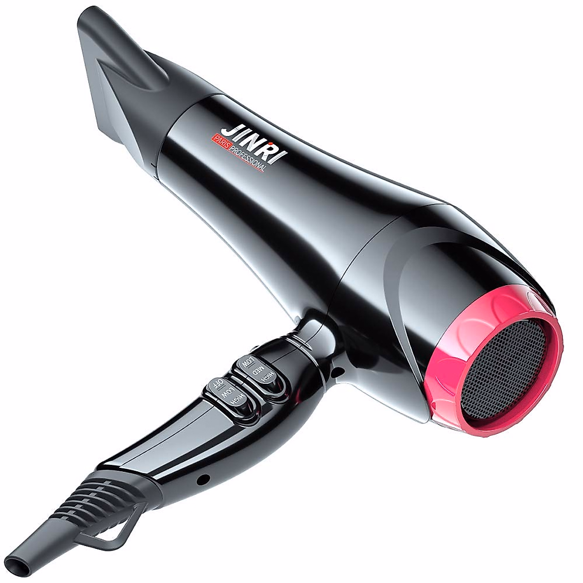JINRI 1875W Negative Ionic Hair Dryer, Professional Salon Blow Dryer, Low Noise Fast Drying & Powerful AC Motor and Diffuser Comb for Men Women,3 Heat & 2 Speed Settings