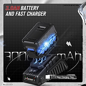 AVID POWER 1/2 Impact Wrench Brushless, 20V Cordless Impact Gun w/ 3 Variable Speeds, Max Torque 370ft-lbs (500N.m), 3.0Ah Li-ion Battery, 4Pcs Impact Sockets, Fast Charger