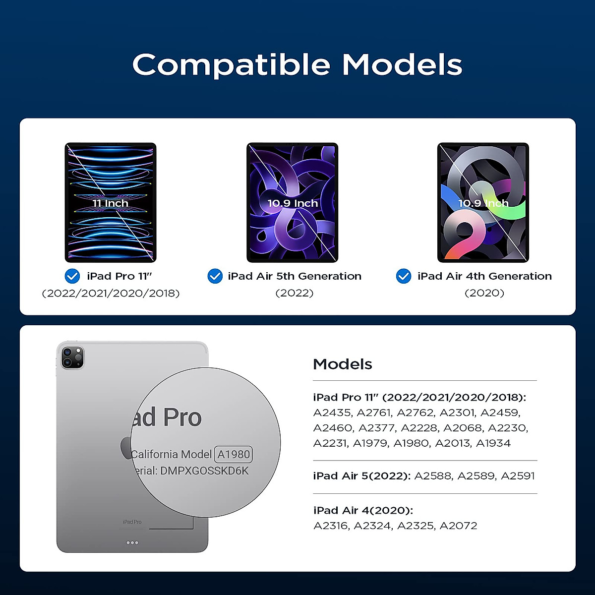 AINOPE Shatterproof Tempered Glass Screen Protector for iPad Air 5th/4th generation (2022/2020,10.9 Inch) iPad Pro 11 Inch All Models (2022/2021/2020/2018) Compatible Apple Pencil 2 Pack