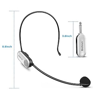 Bietrun UHF Wireless Microphone Headset, 165ft Range, Working Time 6H, 1/4''Plug, Wireless Headset Mic ＆Handheld Mic 2 in 1, for Karaoke Speaker, Amplifier, Mic Speakers, PA System, Teaching, Fitness