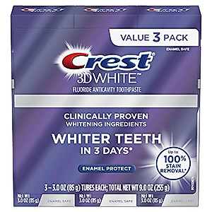 Crest 3D White Teeth Whitening Toothpaste Professional Enamel Protect with Fluoride, 3oz (Triple Pack)